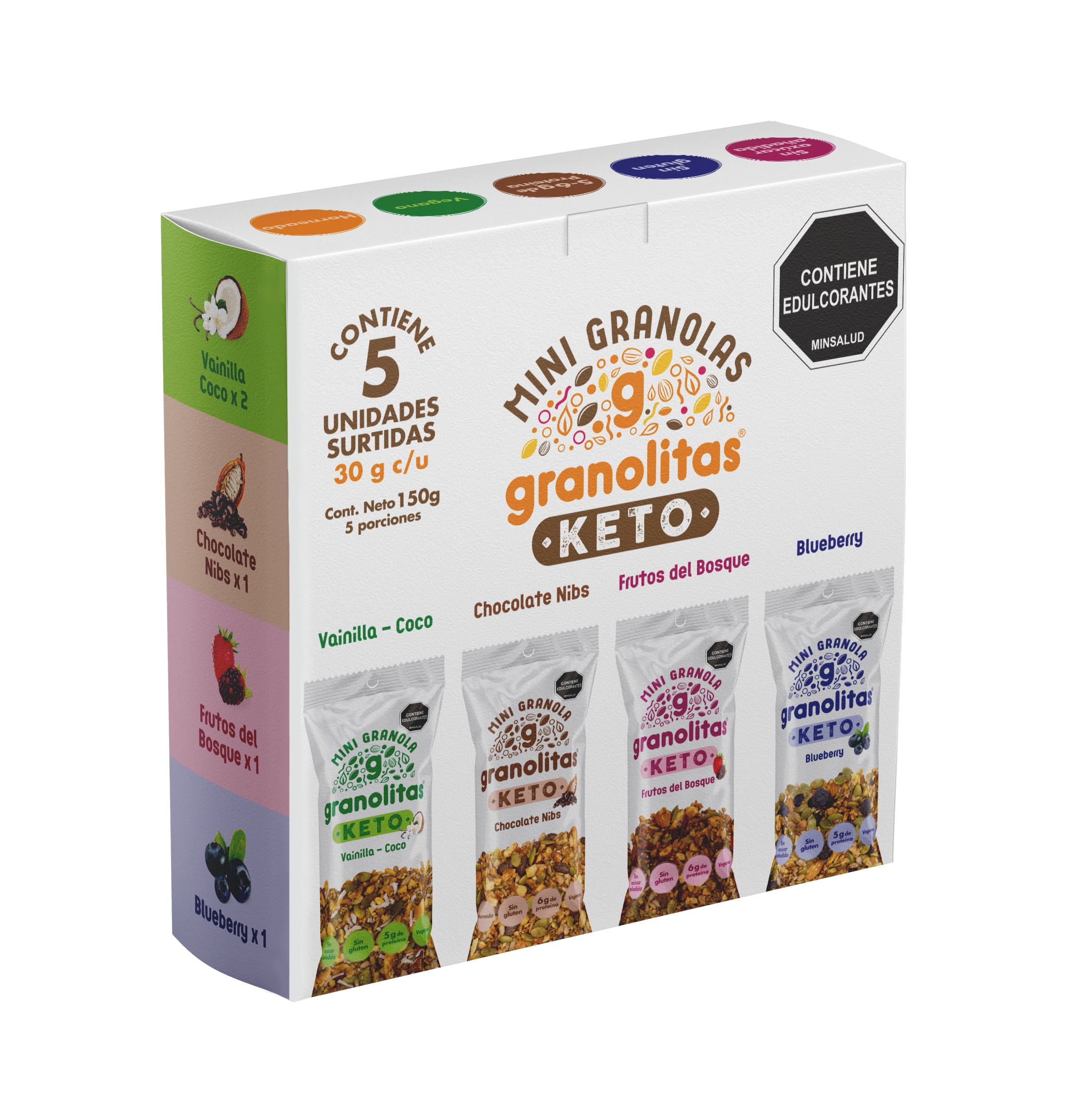 MINI GRANOLAS KETO CAJA x5 Unidades de 30gr – INNOVA FOODS CO
