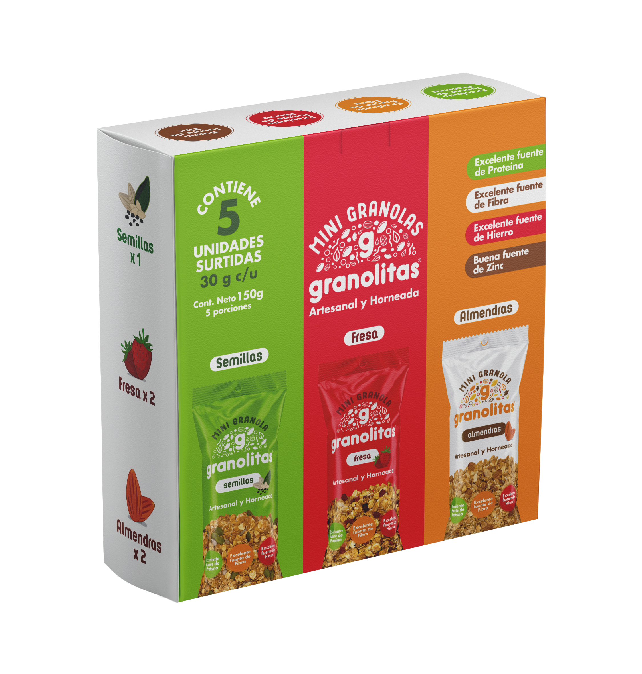 MINI GRANOLAS ARTESANALES Caja x5 unidades de 30g – INNOVA FOODS CO
